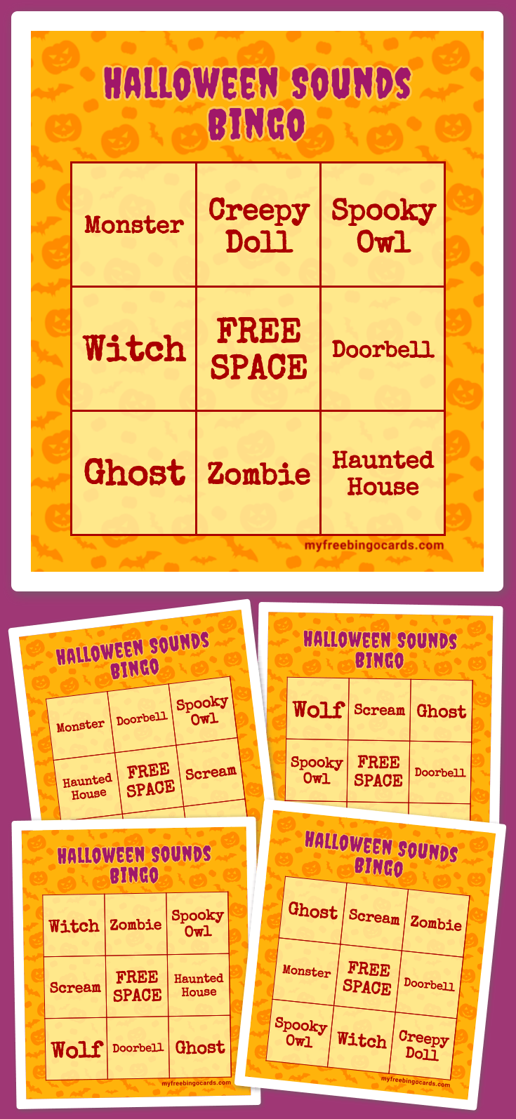 Virtual Halloween Sounds Bingo