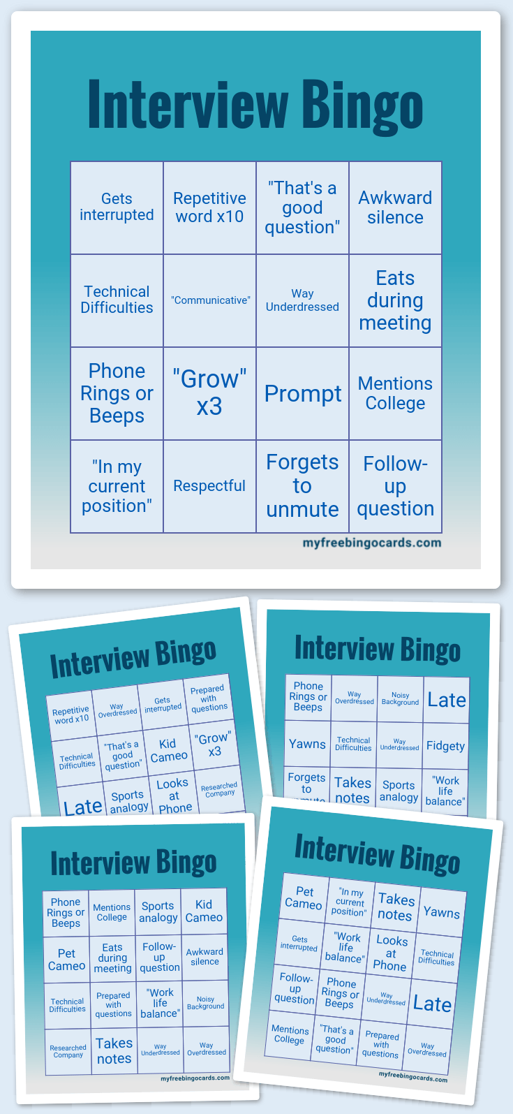 Virtual Interview Bingo