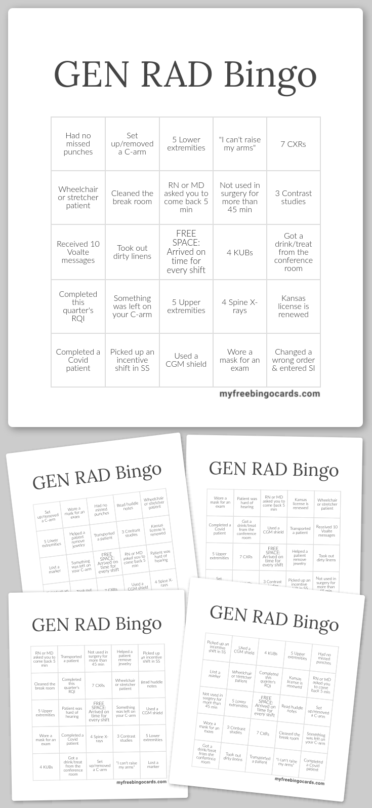 Virtual GEN RAD Bingo