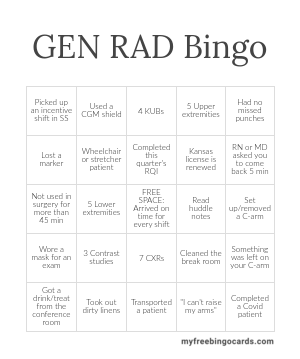 GEN RAD Bingo