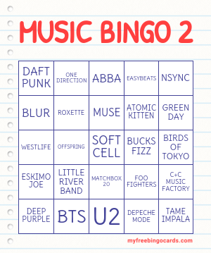 MUSIC BINGO 2