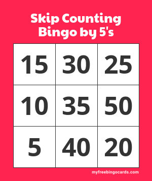 Skip Counting Bingo by 5's