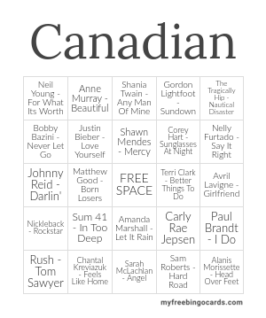 Canadian Bingo
