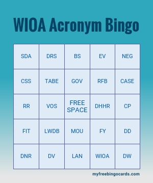 WIOA Acronym Bingo