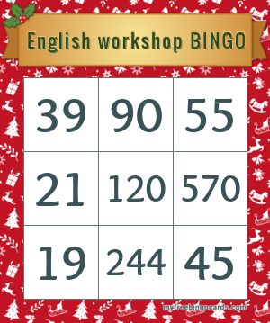 English workshop BINGO