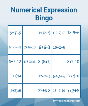 Print 100+ Numerical Expression Bingo Cards