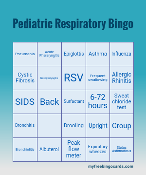 Pediatric Respiratory Bingo