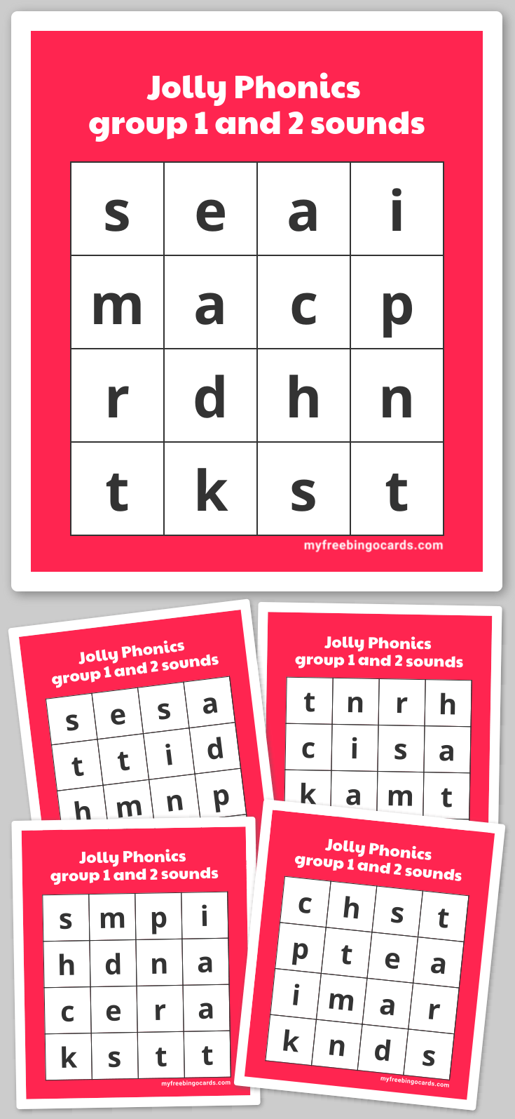 Virtual Jolly Phonics group 1 and 2 sounds Bingo