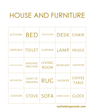 HOUSE AND FURNITURE BINGO