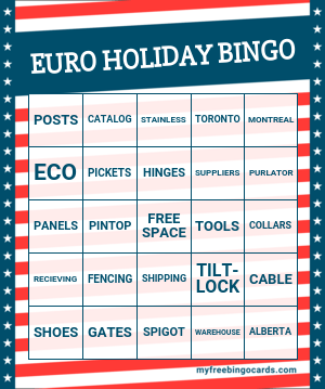 EURO HOLIDAY BINGO