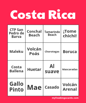 Costa Rica Bingo
