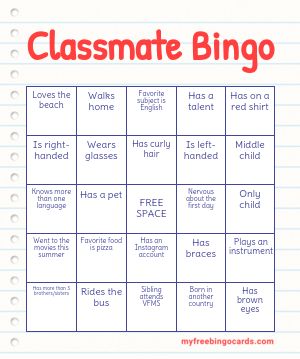 Classmate Bingo