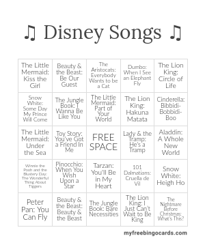 Disney Songs ♫ Bingo