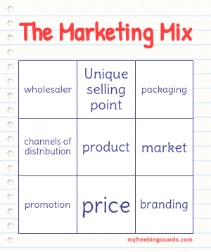 The Marketing Mix Bingo
