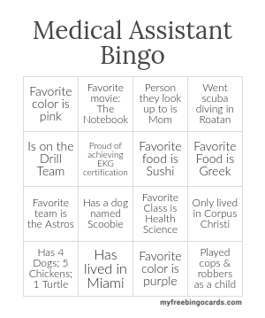 Medical Assistant Bingo