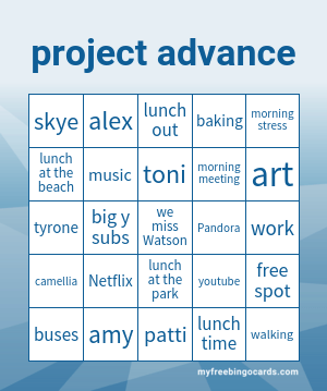 Print 100+ project advance bingo cards