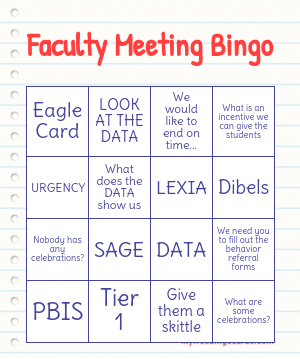 Print 100+ Faculty Meeting Bingo Cards
