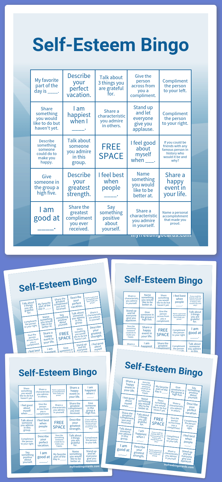 Virtual Self-Esteem Bingo