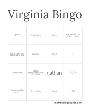 Virginia Bingo