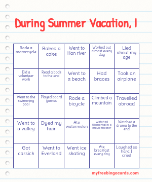 During Summer Vacation, I Bingo
