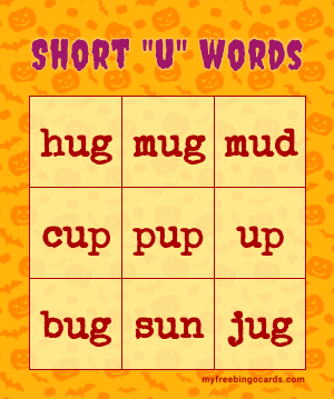 Short "u" words Bingo