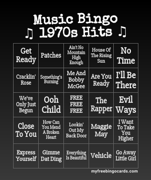 Music Bingo ♫ 1970s Hits