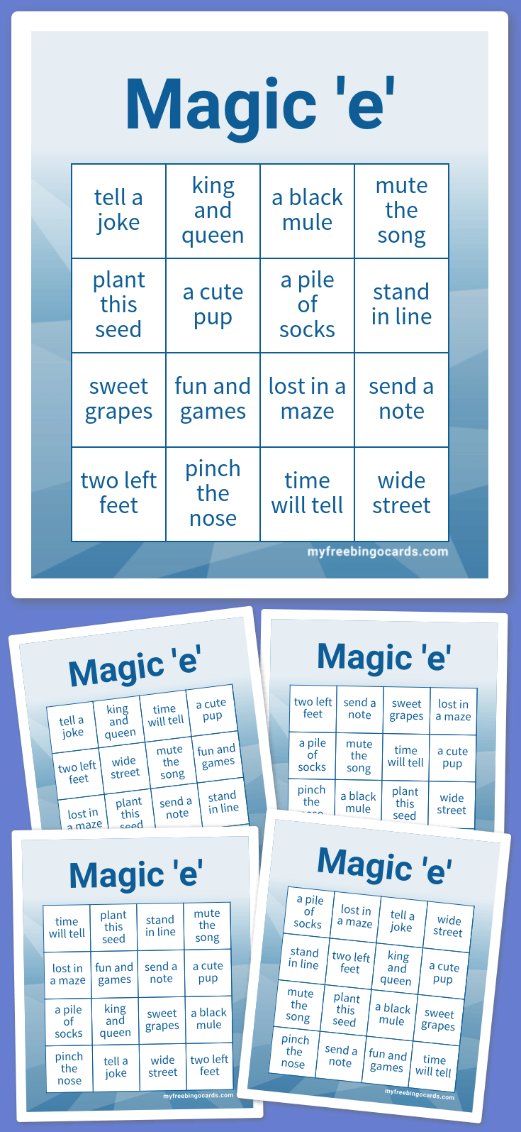 Virtual Magic 'e' Bingo