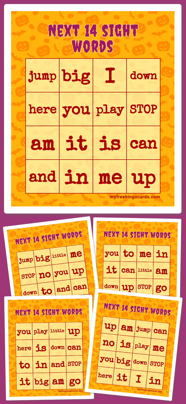 Virtual Next 14 sight words Bingo