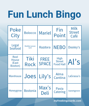 Fun Lunch Bingo