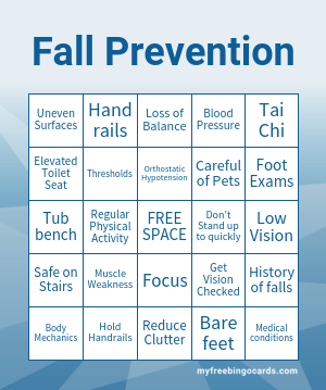 Fall Prevention Bingo