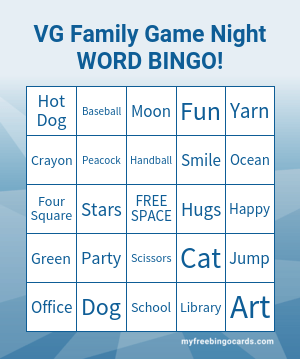 Print 100+ VG Family Game Night WORD BINGO! Cards