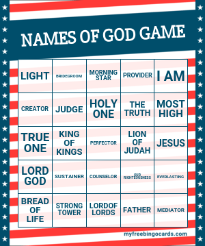 NAMES OF GOD GAME BINGO