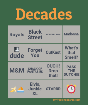 Decades Bingo