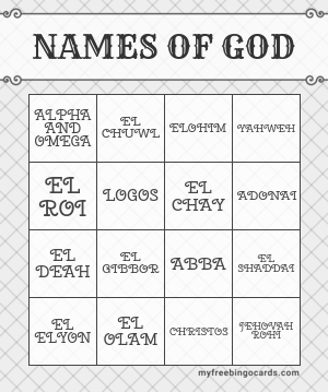 NAMES OF GOD BINGO