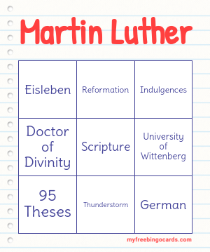 Martin Luther Bingo
