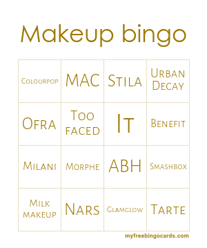 Print 100+ Makeup bingo Cards