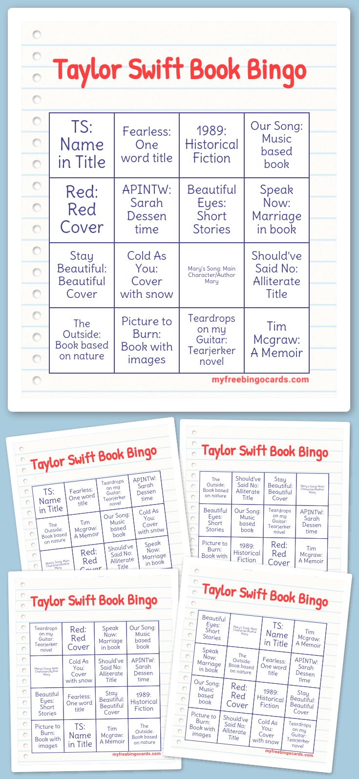 Virtual Taylor Swift Book Bingo