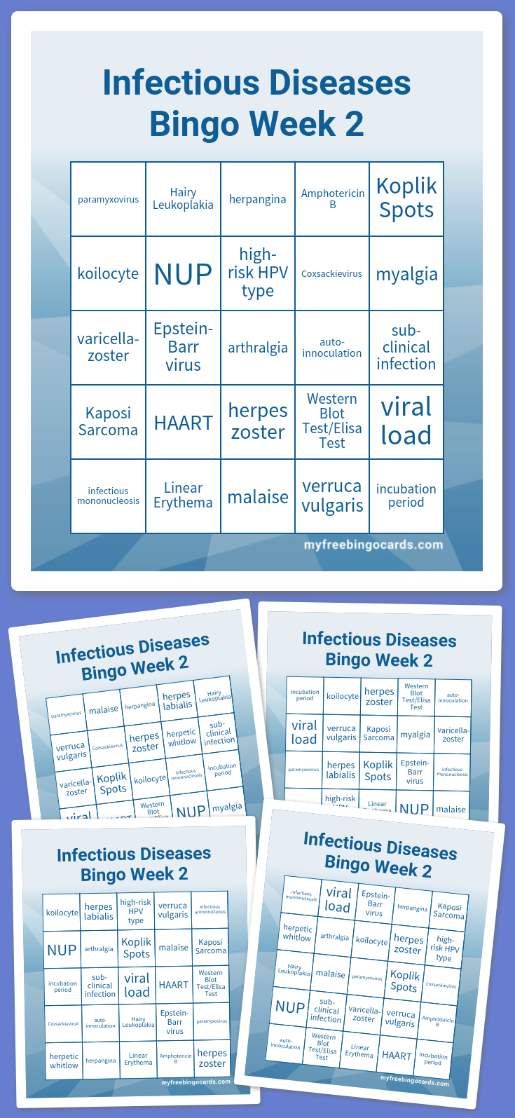 Virtual Infectious Diseases Bingo Week 2