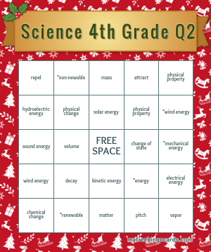 Print 100+ Science 4th Grade Q2 Bingo Cards