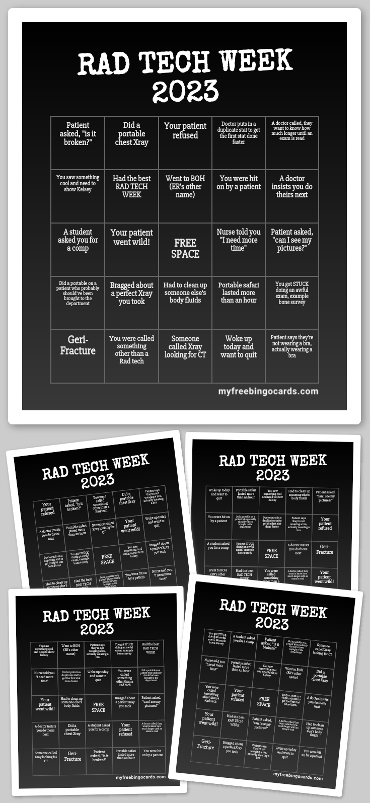 Virtual RAD TECH WEEK 2023 BINGO