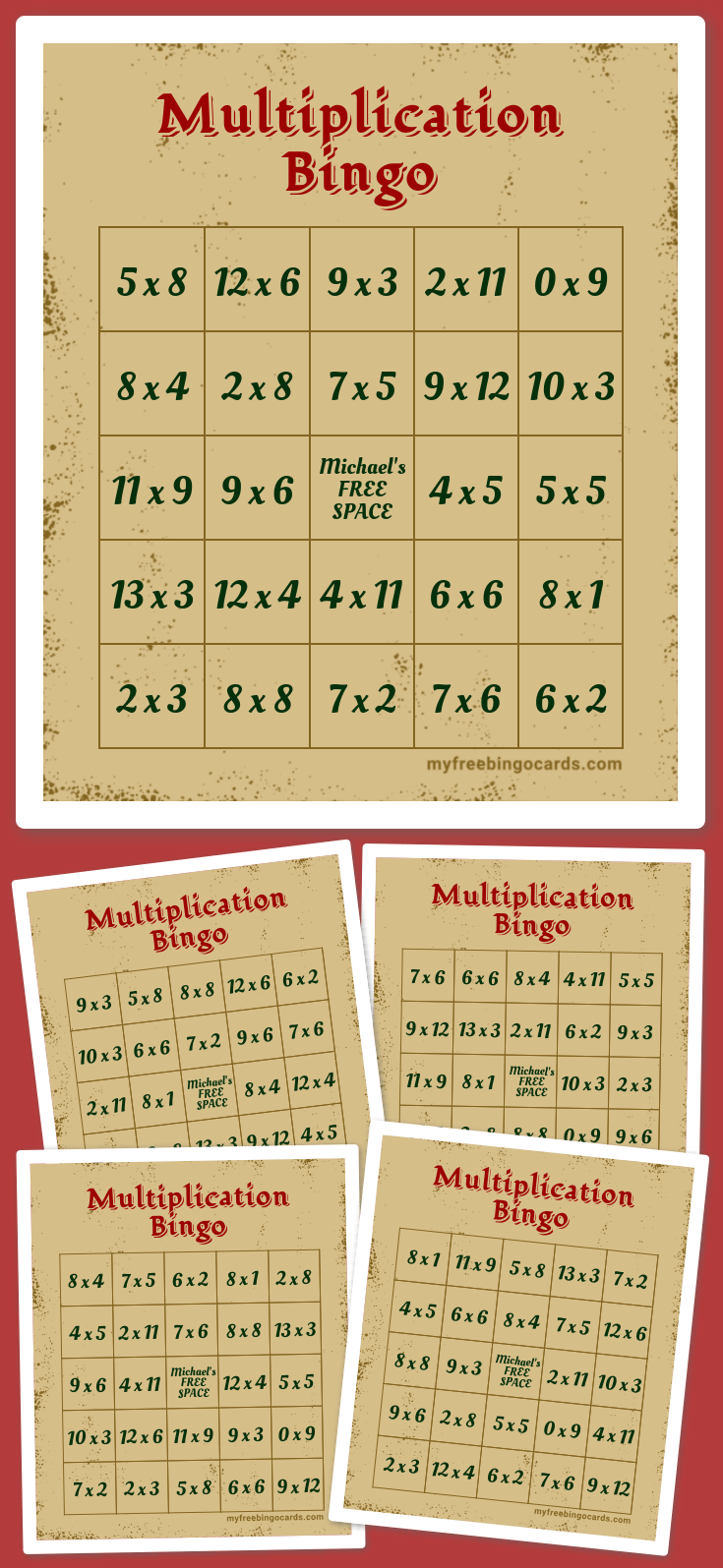 Virtual Multiplication Bingo