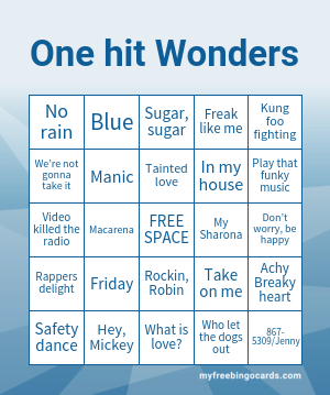 One hit Wonders Bingo