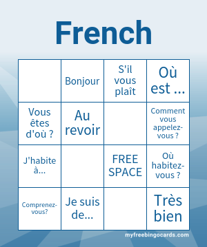 Print 100+ French Bingo Cards