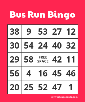 Bus Run Bingo