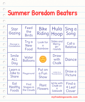 Summer Boredom Beaters Bingo