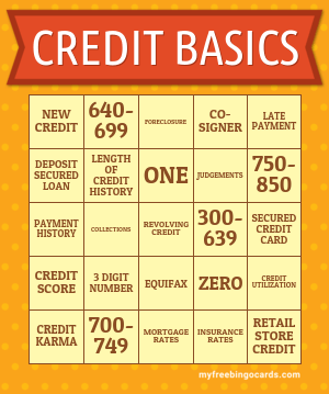 CREDIT BASICS BINGO