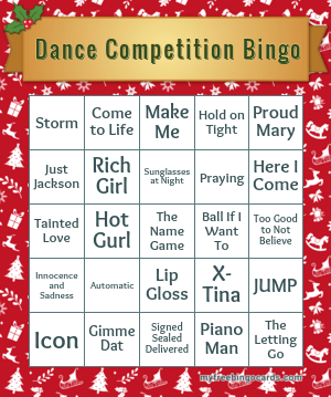 Dance Competition Bingo