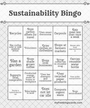 Sustainability Bingo