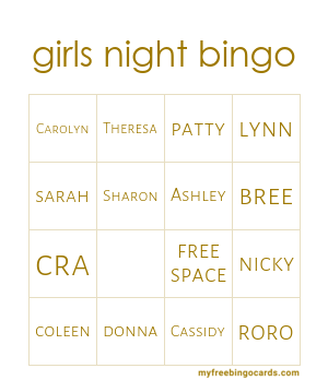 Print 100+ girls night bingo cards