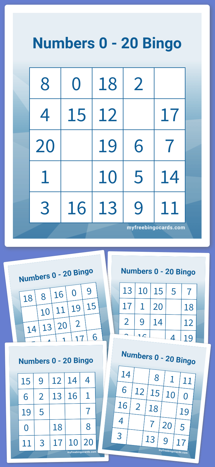 Virtual Numbers 0 - 20 Bingo